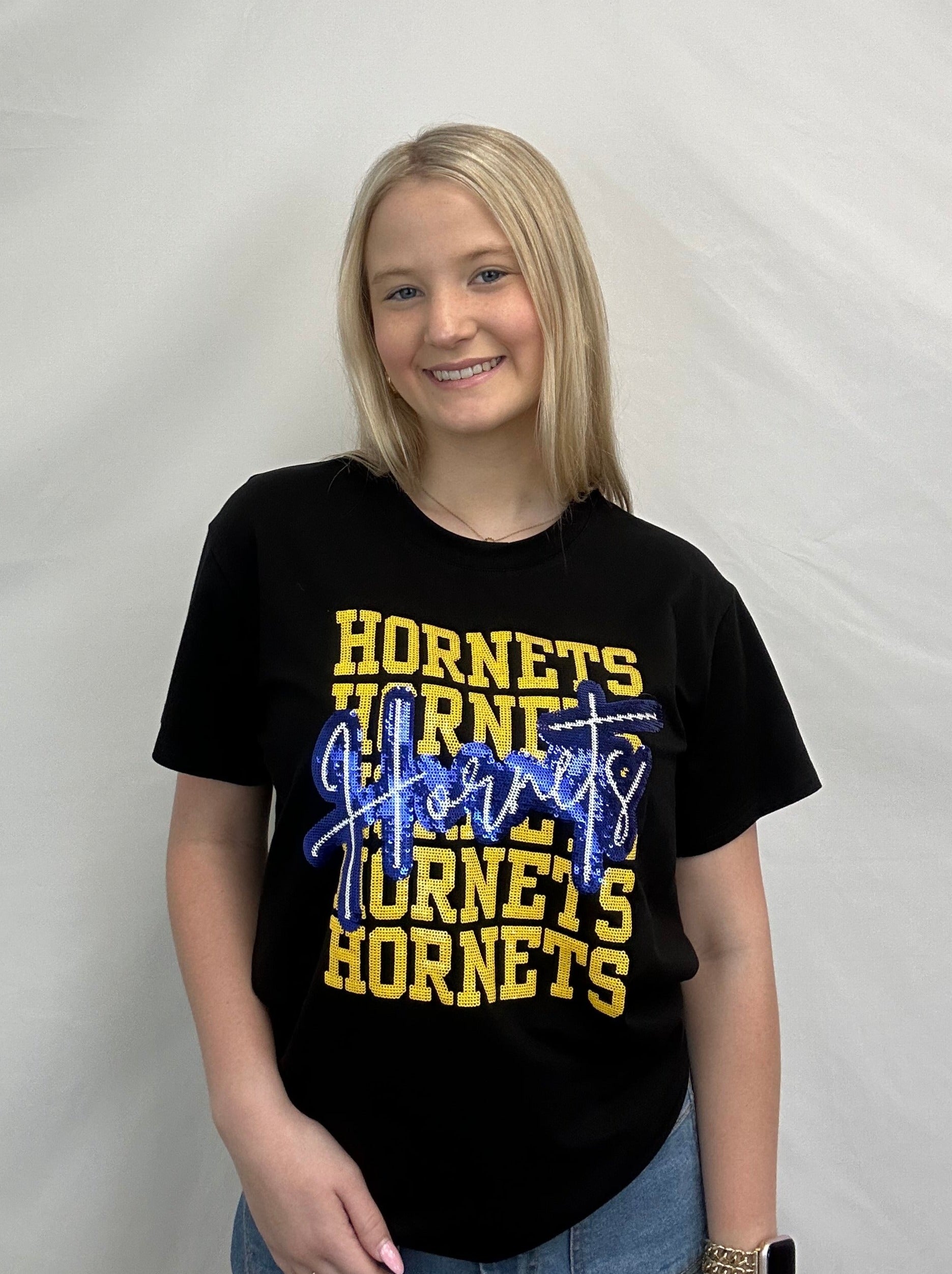 **PRE-ORDER ONLY** Hornets | Women's Sequin Design Tee (Black) – Bomb ...